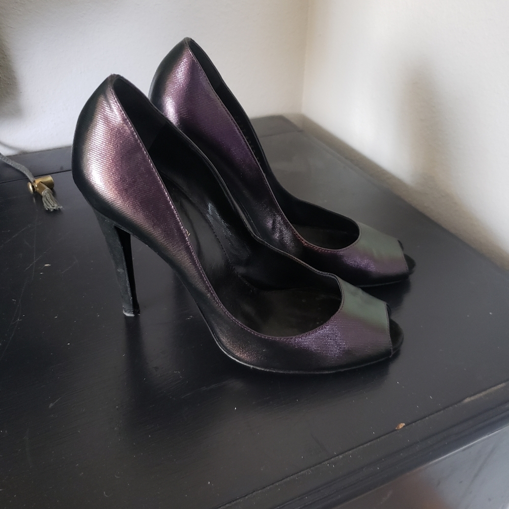 Sergio Rossi Italian Iridescent Shoes Heels 37 - Gem